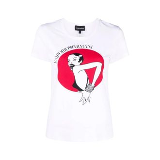 Emporio Armani Einfaches Rundhals Wei&szlig;es T-Shirt - - Tops - Damen - Wei&szlig; - XL