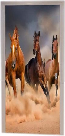 A.Monamour Lebendiges Laufendes Pferd Tier Themed Bild Kunstdruck Vinyl Zimmert&uuml;r Aufkleber Tapete Wandbilder T&uuml;r Aufkleber Poster