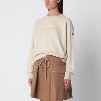 Moncler Hellbeiges Sweatshirt mit Logo-Stickerei