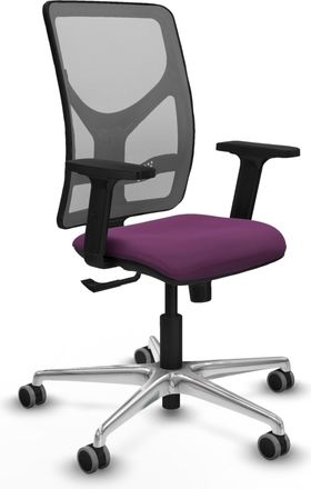 Piqueras y Crespo B&uuml;rostuhl mit 2D-Armlehnen, ausgestattet mit 3 Positionen und Schneideschaum, 65 mm Rollen, Parkett, Grau/Violett