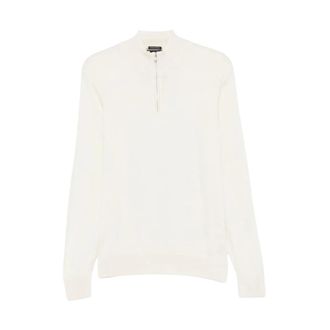 HUGO BOSS Pull col roul&eacute; zipp&eacute; naturel m&eacute;tallique - Homme - Pulls - Blanc - Taille: M