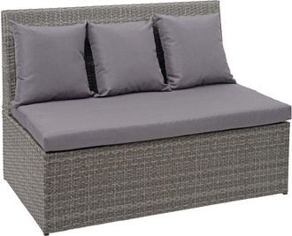 Hhg Poly-Rattan 2er Sofa 868, Lounge-Gartenbank Sitzbank Sessel, Gastronomie 120cm grau, Kissen dunkelgrau