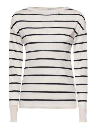 Max Mara Rundhalspullover - Wei&szlig;