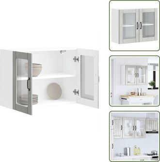 vidaXL K&uuml;chen-H&auml;ngeschrank mit Glast&uuml;r Lucca Betongrau Holzwerkstoff - K&uuml;chen-Wandschrank - K&uuml;chen-Wandschr&auml;nke - Wandschrank K&uuml;che - K&uuml;chenschrank
