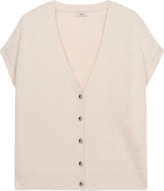 Oltre Femme, Pulls, Beige, Taille: 42/44 FR Cardigan Court en Maille Fine M&eacute;lange Viscose