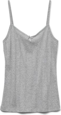 Vero Moda Damen Vmlisa Pointelle Singlet Top JRS Noos, Light Grey Melange, X-Small