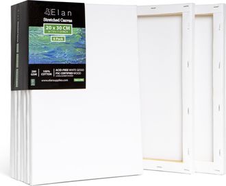 Elan Keilrahmen Leinwand 20x30 6er Set, 100% Baumwolle Leinwand zum Bemalen Klein, Leinwände für Acrylfarben 280GSM, Leinwände Klein, Keilrahmen 20x30