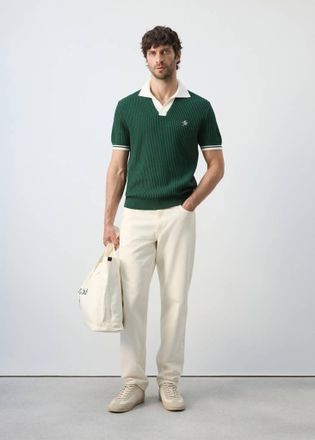Mango Polo maille structure coton vert fonc&eacute; - Homme - XL - MANGO MAN