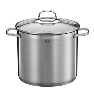 Rösle ELEGANCE Gemüse/Partytopf, Hochwertiger Edelstahltopf zum Kochen großer Mengen, 8 Liter, Edelstahl 18/10, Innenskalierung, Induktionsgeeignet, Spülmas