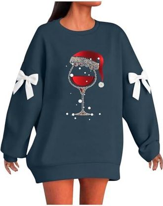 Generic Pull de No&euml;l pour femme - Grande taille - Haut &agrave; manches longues - Coupe ample - Confortable - Chaud et doux - Dr&ocirc;le - Pour f&ecirc;te de No&euml;l - &Agrave; porter au