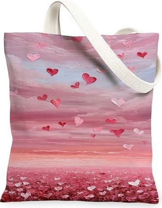 Generic Sacs fourre-tout romantiques en toile, motif floral vintage, sacs &agrave; provisions r&eacute;utilisables, l&eacute;gers et lavables en toile avec bandouli&egrave;re, p&ecirc;che, 13x