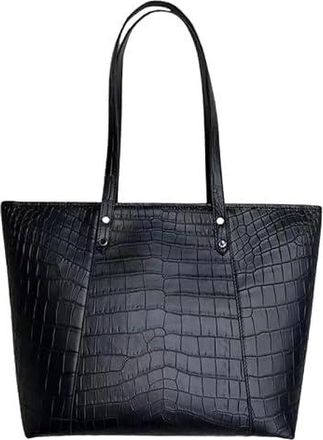 Generic Sac cabas pour femme en cuir de crocodile authentique, grand format, en cuir dalligator v&eacute;ritable, sac &agrave; main &agrave; poign&eacute;e sup&eacute;rieure et bandouli&egrave;re