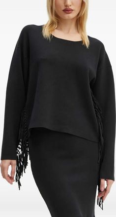 Munthe sweat à franges - Noir