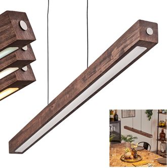HOFSTEIN LED Pendelleuchte Carbellino, dimmbare Hängelampe aus Metall/Holz/Kunststoff in Schwarz/Dunkelbraun/Weiß, skandinavisches Design, Höhe max 150cm, Touc