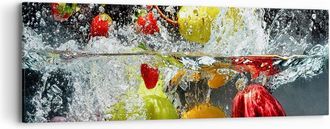Arttor Panorama Bilder auf Leinwand Früchte Wasser Spritzer Essen Leinwandbild 90x30cm Wandbilder Dekoration Wohnzimmer Schlafzimmer Klein Wanddeko Bild Wand