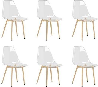 vidaXL QZZCED Lot de 6 chaises de salle à manger polyvalentes - En PET transparent - Pour salon, cuisine, salle à manger, bureau, chambre à coucher