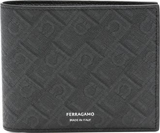 Ferragamo Homme, Accessoires, Noir, Taille: ONE Size Logo Print Bi-fold Wallet