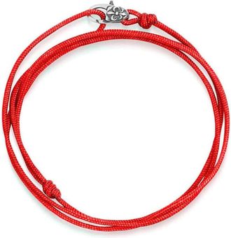 Nialaya Homme, Accessoires, Gris, Taille: ONE Size Red Wrap-Around String Bracelet with Sterling Silver Lock