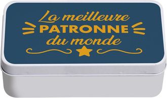 Fabulous Aufbewahrungsbox aus Metall, Blau - Die beste Chefin der Welt Arbeit Collegue Enterprise - 11 x 18,5 x 5,5 cm - Aufbewahrungsbox, Schlüssel, Werkzeug,