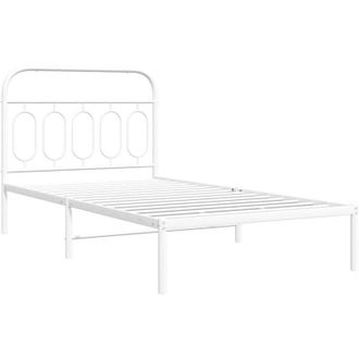 vidaXL Bettgestell mit Kopfteil Metall Wei&szlig; 100x200 cm Vidaxl