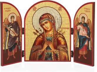 NKlaus M&auml;&szlig;igung Der B&ouml;sen Herzen Ikone Triptychon Holz 25x16cm Christlich 13872