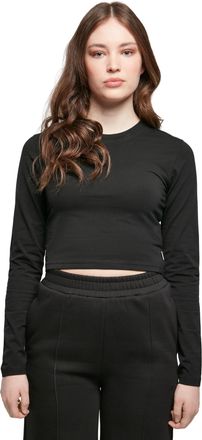 Urban Classics Damen T-Shirt Ladies Organic Cropped Longsleeve Black 4XL