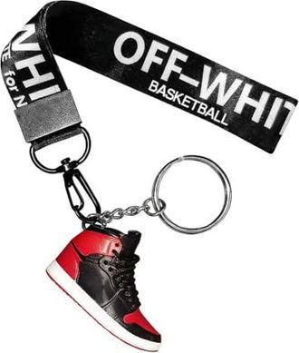 Generic Porte-cl&eacute;s &eacute;l&eacute;gant en forme de baskets 3D avec cordon de poignet, cadeau unique pour les fans de basket-ball, enfants, hommes et femmes, Noir, M