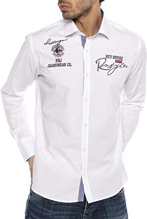 Red Bridge Chemise à Manches Longues Moderne brodée pour Hommes Blanc