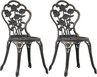 vidaXL Vidaxl - Bistro-St&uuml;hle 2 Stk. Bronze Aluminiumguss