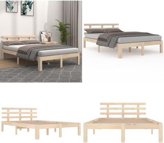 vidaXL Vidaxl - Cadre de lit sans matelas 140x190 cm - Cadre De Lit - Lit Double - Lit En Bois - Bois De Pin - Tête De Lit - Home & Living