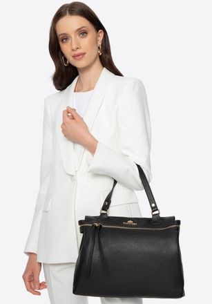 Wittchen Damen-Etui aus Naturleder, schwarz und gold