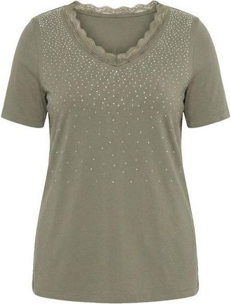 Miamoda T-Shirt T-Shirt bequeme Passform Glitzersteinchen-Verlauf