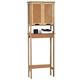 Tendance Tendance Meuble pour Toilettes avec Deux Portes en MDF et Une étagère intérieure, Bois, Blanc/Chêne, 57x21,5x173 cm