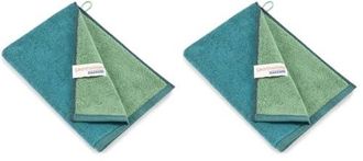 Bassetti New Shades G&auml;ste-Handtuch aus 100% Baumwolle in der Farbe Gr&uuml;n V1, Ma&szlig;e: 40x60 cm - 9327884 (Packung mit 2)