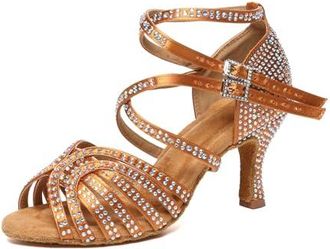 Miyoopark Chaussures de danse latine pour femme avec bride en strass - Sandales formelles de mariage, L604 Bronze 7 Talon 5 cm, 42.5 EU