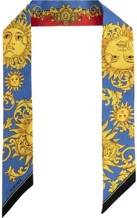 Versace Femme, Accessoires, Bleu, Taille: ONE Size Ruban en serg&eacute; de soie imprim&eacute;