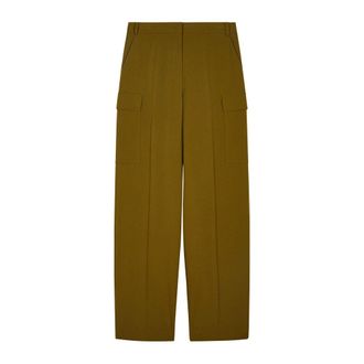 Patrizia Pepe Pantalon ample en gabardine - Femme - Pantalons - Vert - Taille: 44 FR