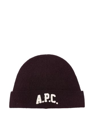 A.P.C. bonnet &agrave; logo appliqu&eacute; - Rouge