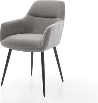 DELIFE Esszimmerstuhl Pejo-Flex Strukturstoff Soft Grau 4-Fu&szlig; konisch Schwarz Taschenfederkern, Esszimmerst&uuml;hle