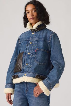 Levi's Femme Veste Sherpa Levis X Sacai - Femme - D&eacute;lavage Moyen / Vintage - XS