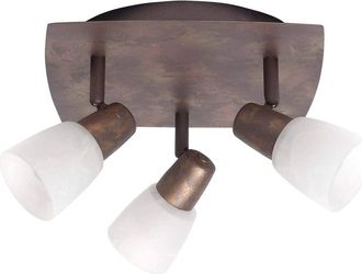 Brilliant Lampe Milos Spotrondell 3flg altkupfer/wei&szlig;-alabaster | 3x R50, E14, 40W, geeignet f&uuml;r Reflektorlampen (nicht enthalten) | Skala A++ bis E | K&ouml;pfe sch