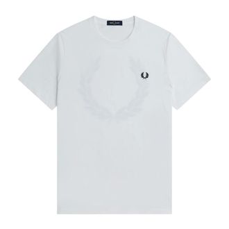 Fred Perry Homme, Tops, Blanc, Taille: 2XL T-shirt à motif graphique au dos avec couronne de laurier