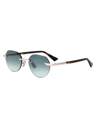 Bottega Veneta BV1379S Metal Round Sunglasses - Silver