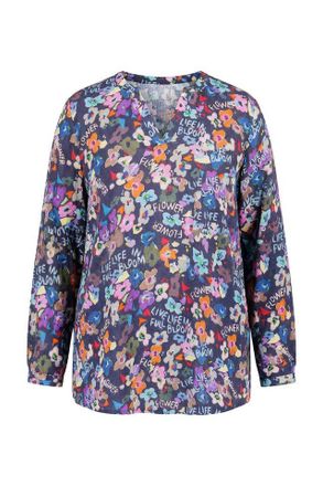 Angel Of Style Longbluse Bluse A-Linie Struktur Bl&uuml;mchen-Muster Langarm