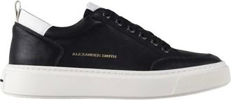 Alexander Smith Homme, Chaussures, Noir, Taille: 41 EU Bond Hommes en cuir de chèvre noir et détails en cuir blanc