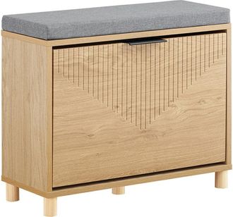 SoBuy SoBuy Schuhschrank Bank Schuhbank Eingangsschuhbank mit Klappe, verstecktem Stauraum und bequemem Kissen, Eingangsm&ouml;bel Schuhablage Flur, Holz