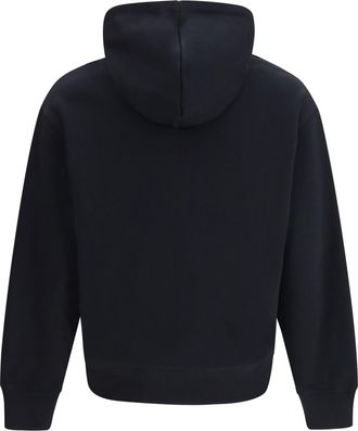 Maison Kitsun&eacute; Logo-Embroidered Cotton Hoodie - Black