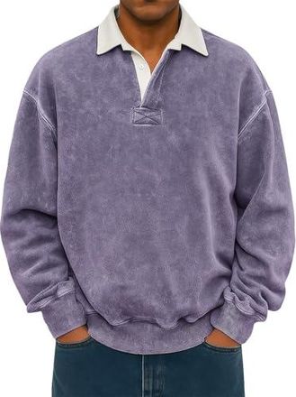 Generic Polo classique extensible et l&eacute;ger &agrave; coupe classique pour homme, doux et confortable, coupe classique, violet, 4XL