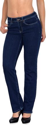 ESRA Damen Jeans-Hose Jeanshose gerader Schnitt Straight-Fit Jeans Damen High Waist bis Übergröße Große Größen G600