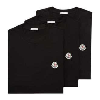 Moncler Logo-Patch Baumwoll-T-Shirt (3er-Pack) - - Tops - Herren - Schwarzk - L
